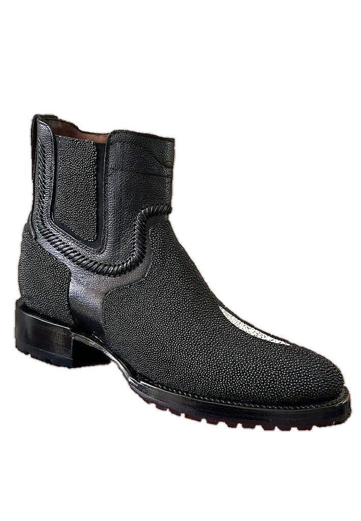 Botines para Caballero en Piel de Mantarraya Macho Tejido Espiral ...
